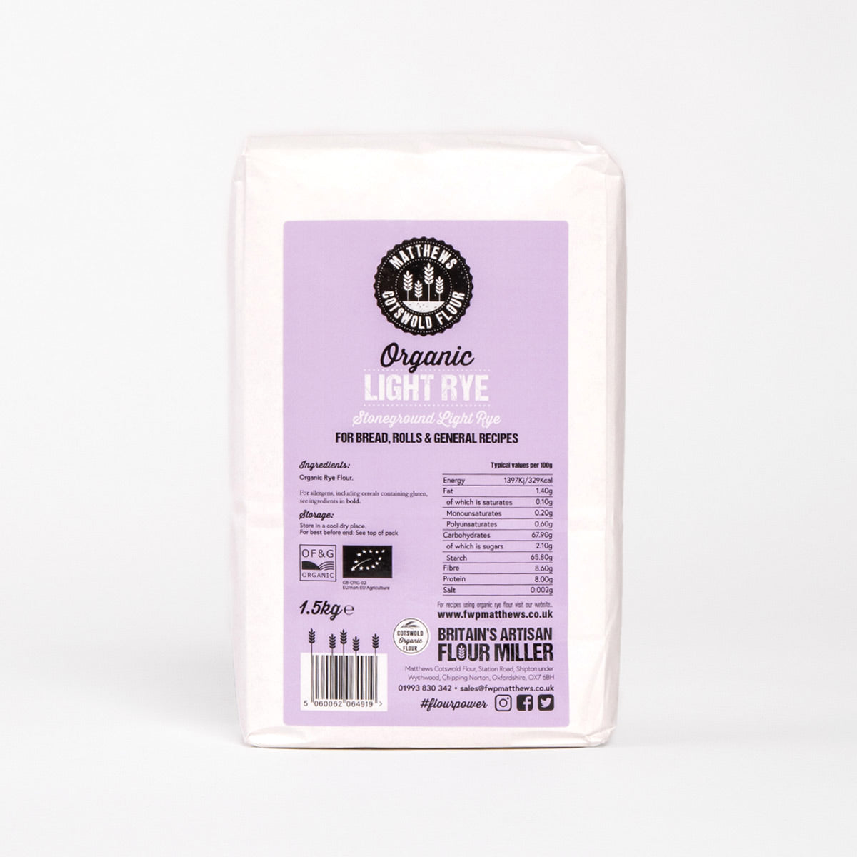 Organic Light Rye Flour - Matthews Cotswold Flour